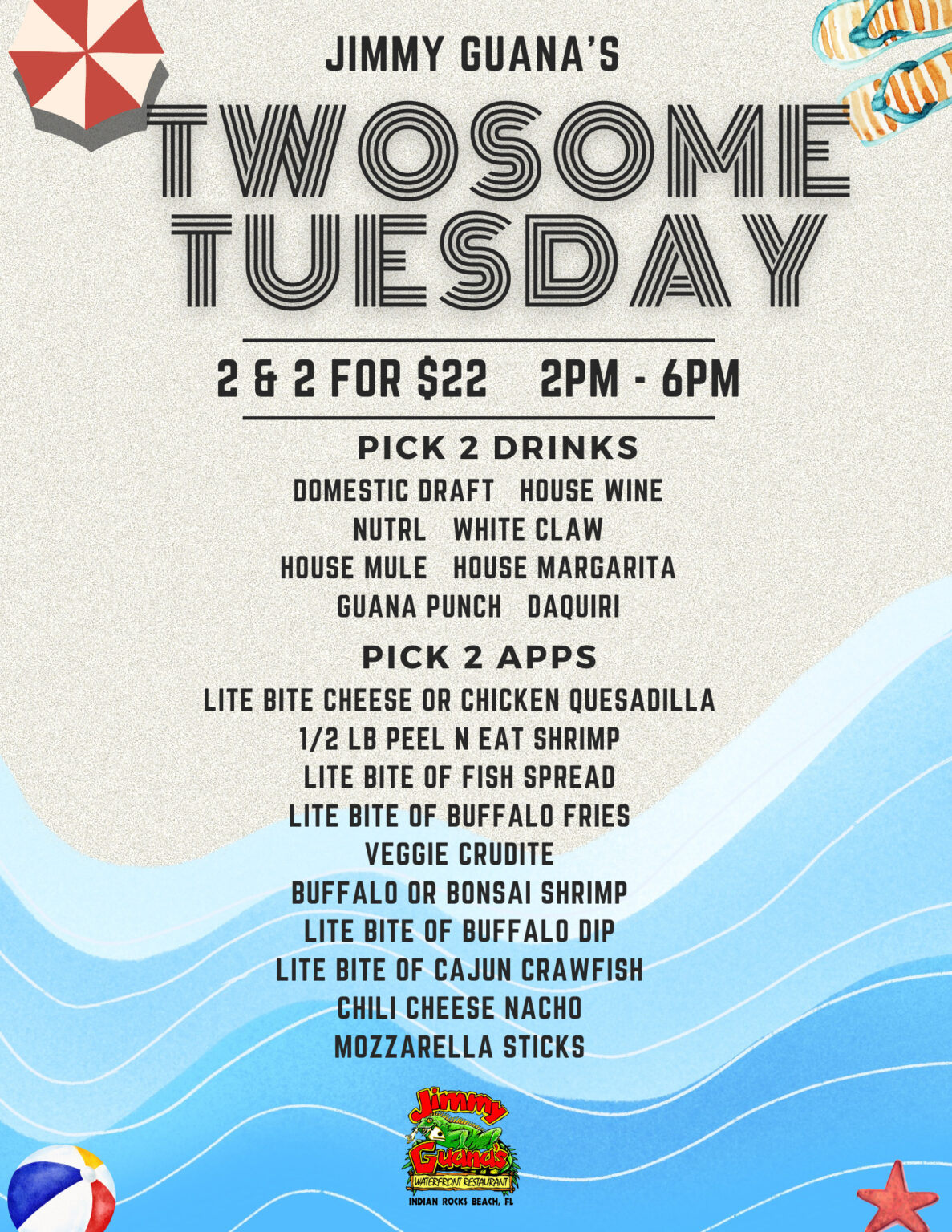 Jimmy Guana's Specials | Daily Food & Drink Deals